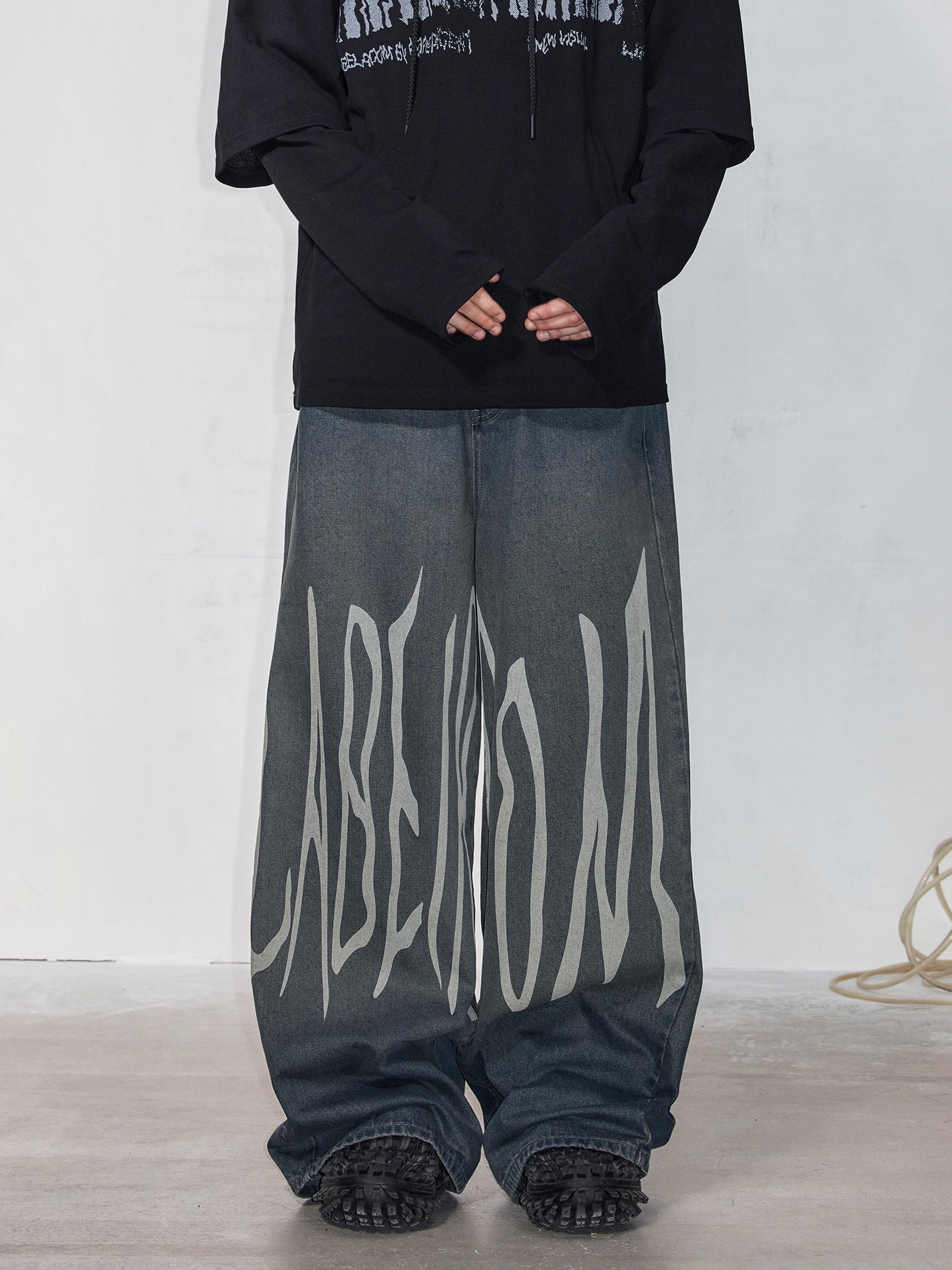 Laser Logo Wide Denim Pants – ELUVA